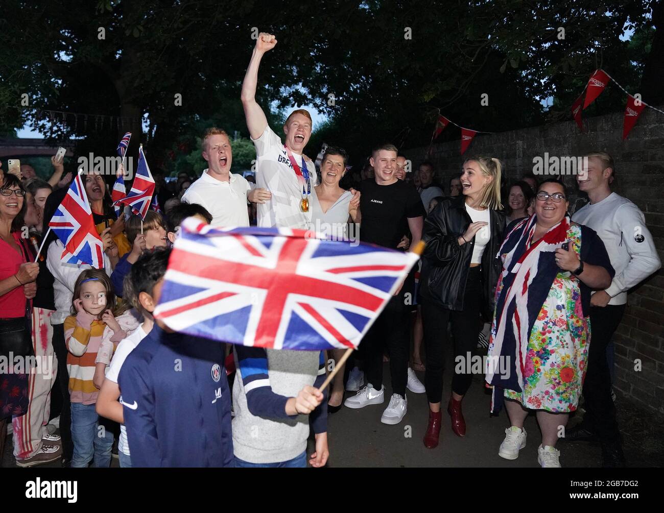 British swimmer Tom Dean, with his mother Jacquie Hughes, at a welcome ...