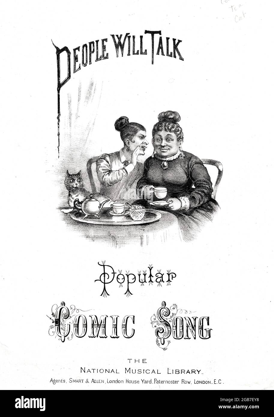 People Will Talk, 1870s lithographed comic sheet music of two women in ...