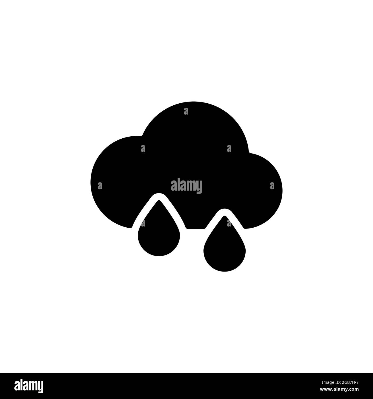 Raincloud with raindrops vector glyph icon. Meteorology sign. Graph ...