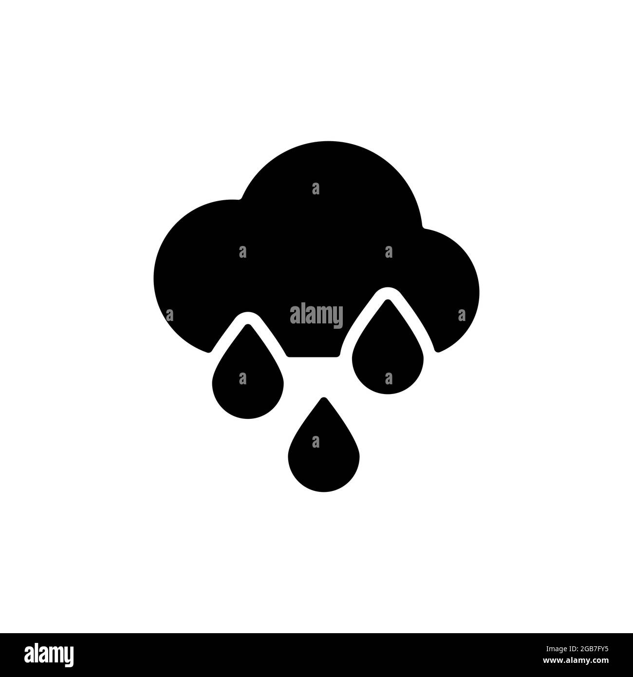 Raincloud with raindrops vector glyph icon. Meteorology sign. Graph ...