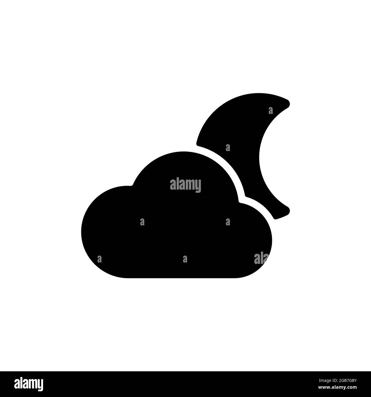 Moon and clouds vector glyph icon. Meteorology sign. Graph symbol for ...