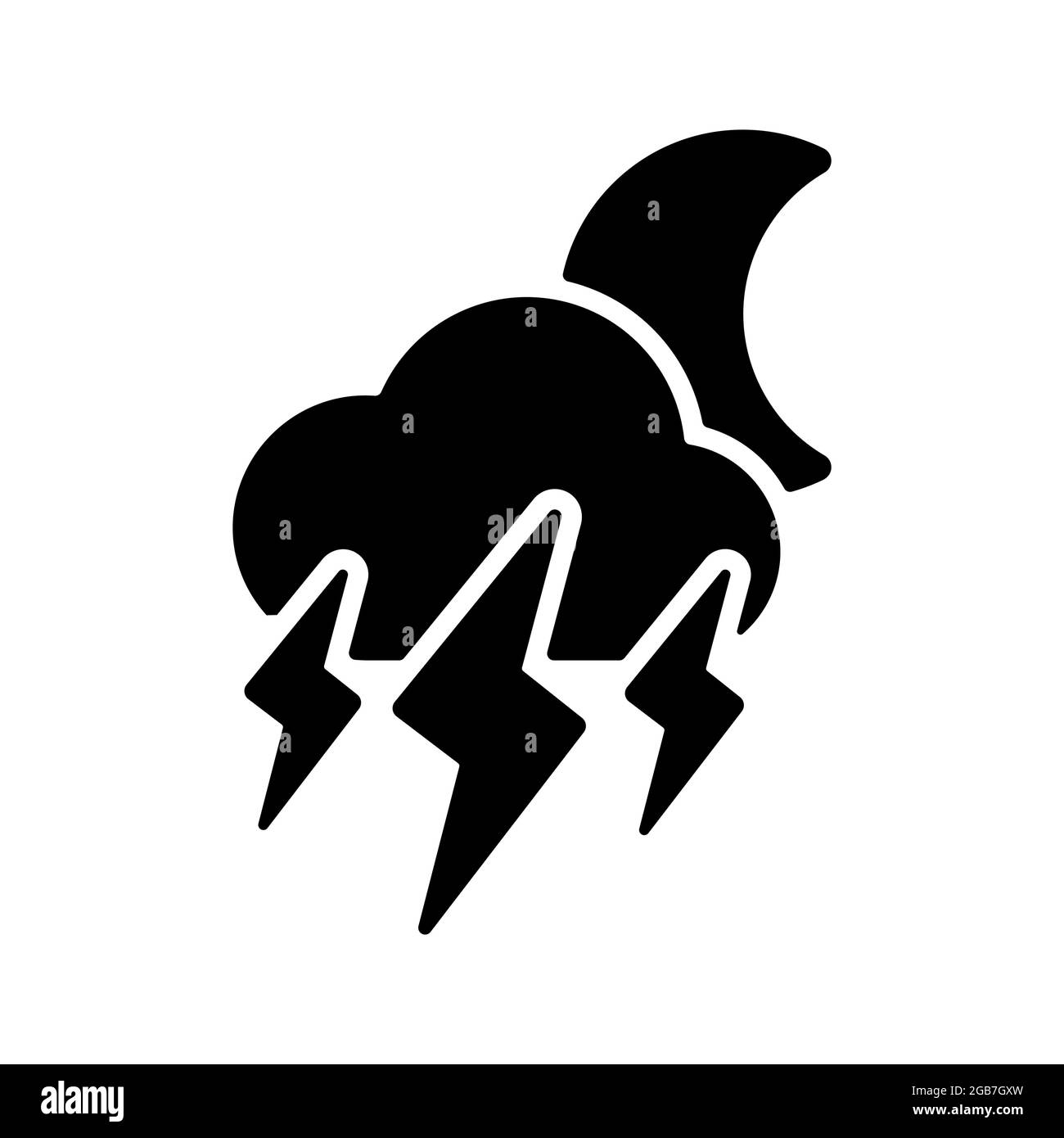 Moon storm cloud vector glyph icon. Rainstorm symbol. Meteorology sign ...