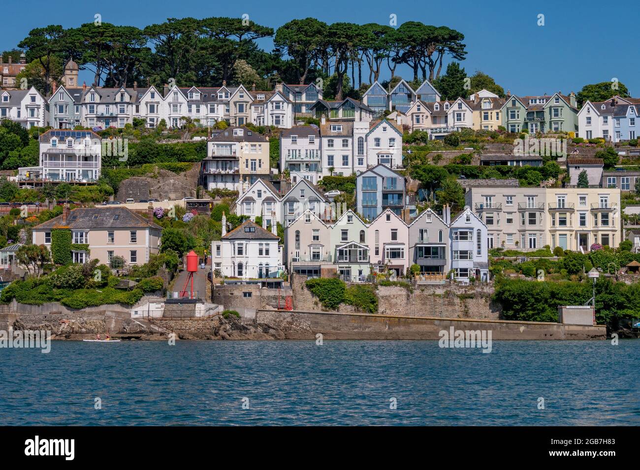 Waterfront properties overlooking Fowey Estuary, Cornwall, UK Stock ...