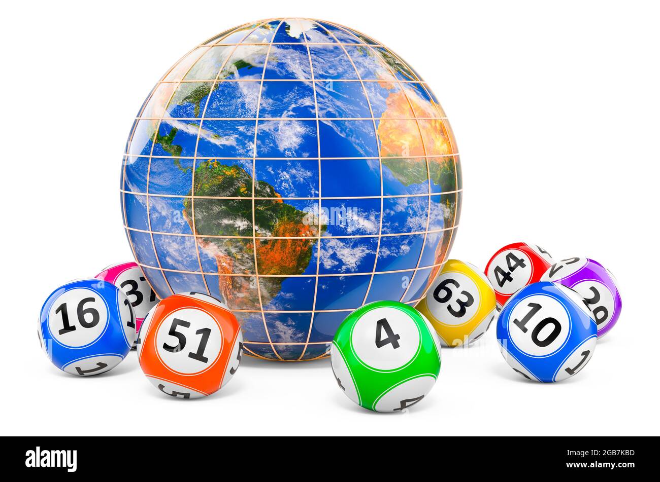 Lotto balls with Earth Globe, 3D rendering isolated on white background ...