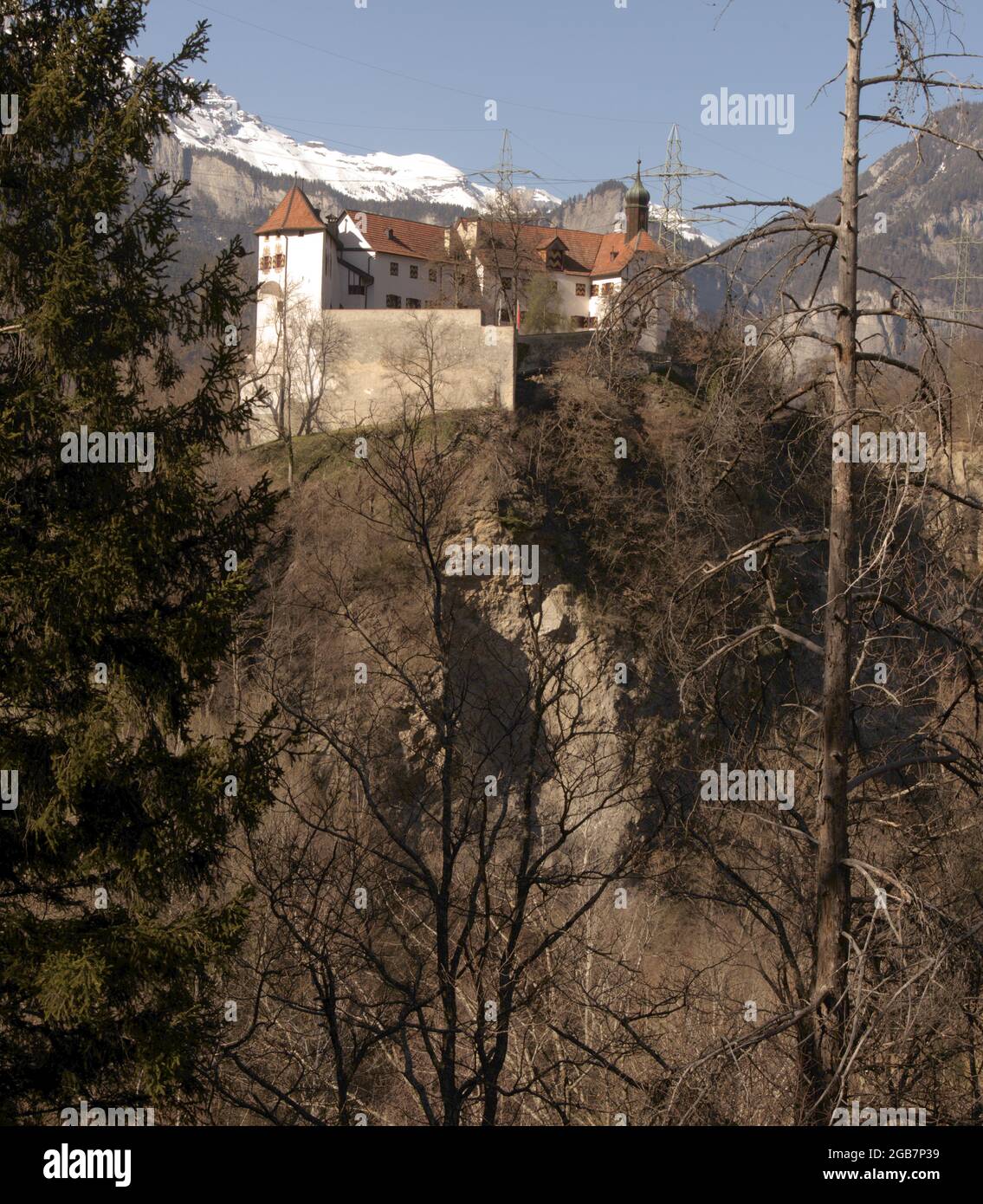 Castle Rhäzüns on the Grisonian Alpine Rhine river in Switzerland Stock ...