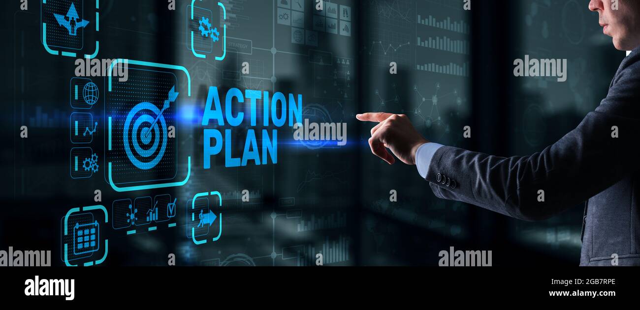 Business Action Plan strategy concept on virtual screen. Time ...