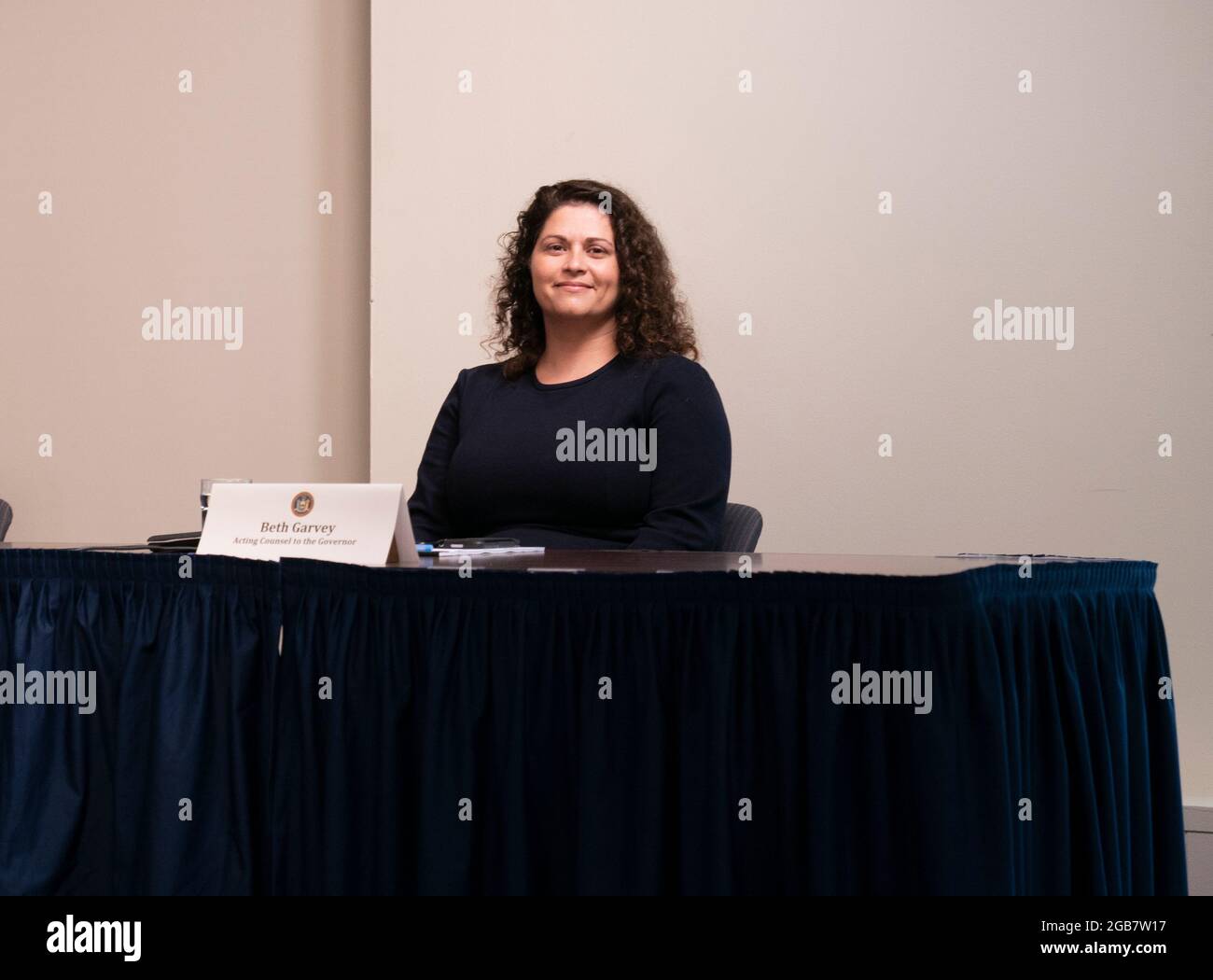 New York, NY - August 2, 2021: Beth Garvey attends Governor Andrew ...