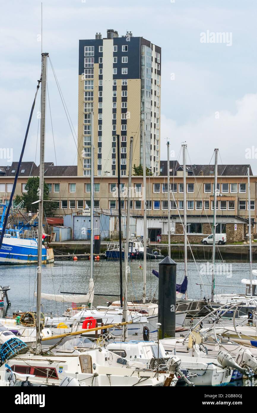 Sailing ships at quay, Cherbourg sailing harbor, Manche department ...
