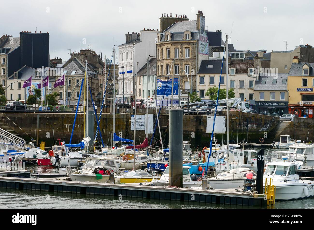Sailing ships with, in the background, the city of Cherbourg, Cherbourg ...
