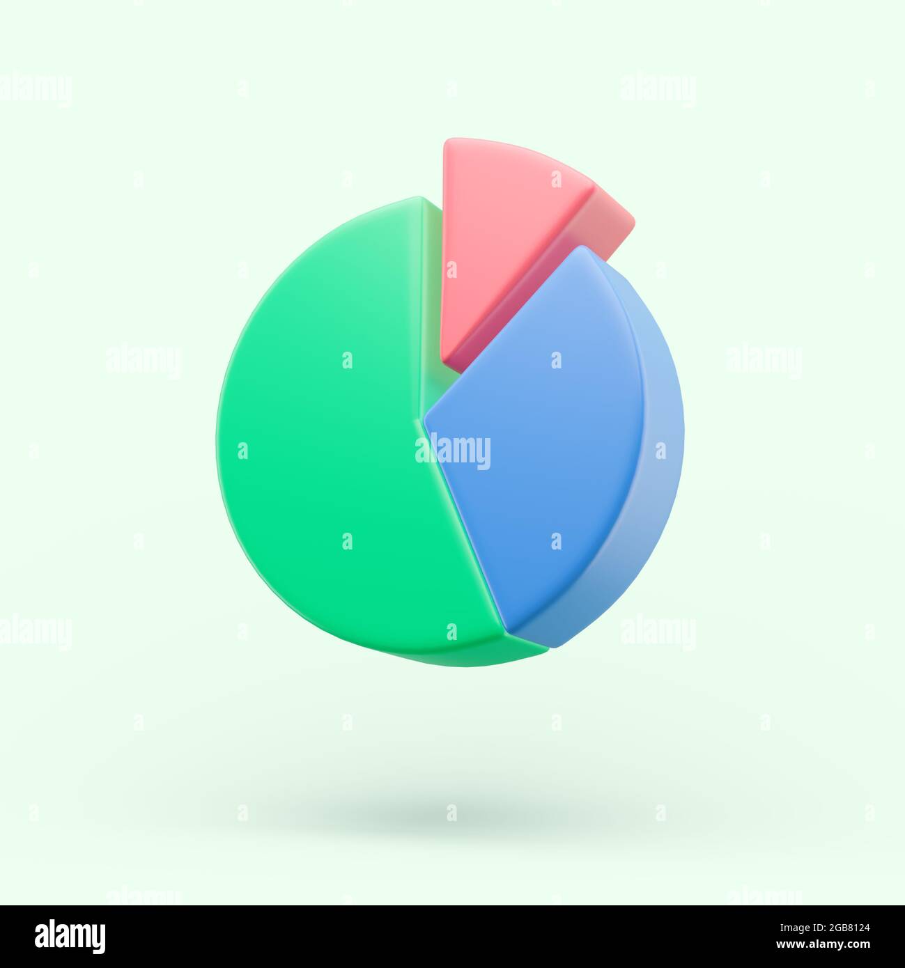 Circle diagram graph icon. Simple 3d render illustration on pastel ...