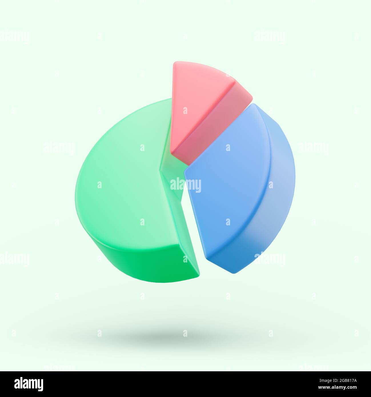 Circle diagram graph icon. Simple 3d render illustration on pastel ...
