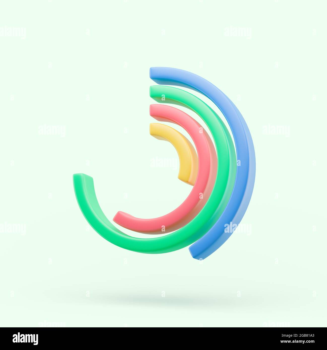 Circle diagram graph icon. Simple 3d render illustration on pastel ...