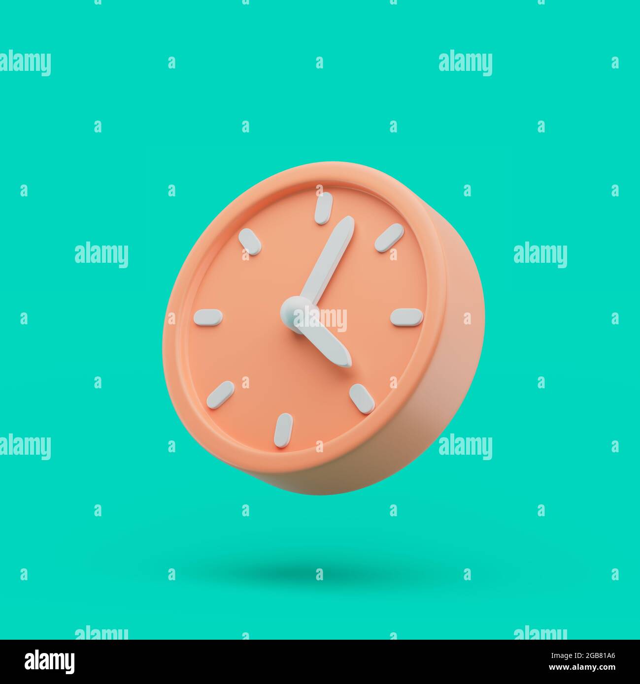 Circle clock icon. Simple 3d render illustration on vibrant background ...