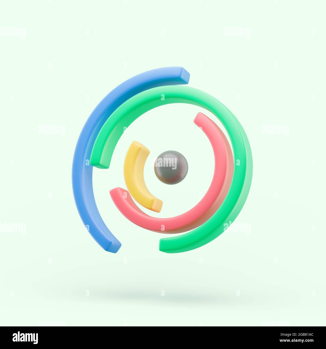 Circle diagram graph icon. Simple 3d render illustration on pastel ...