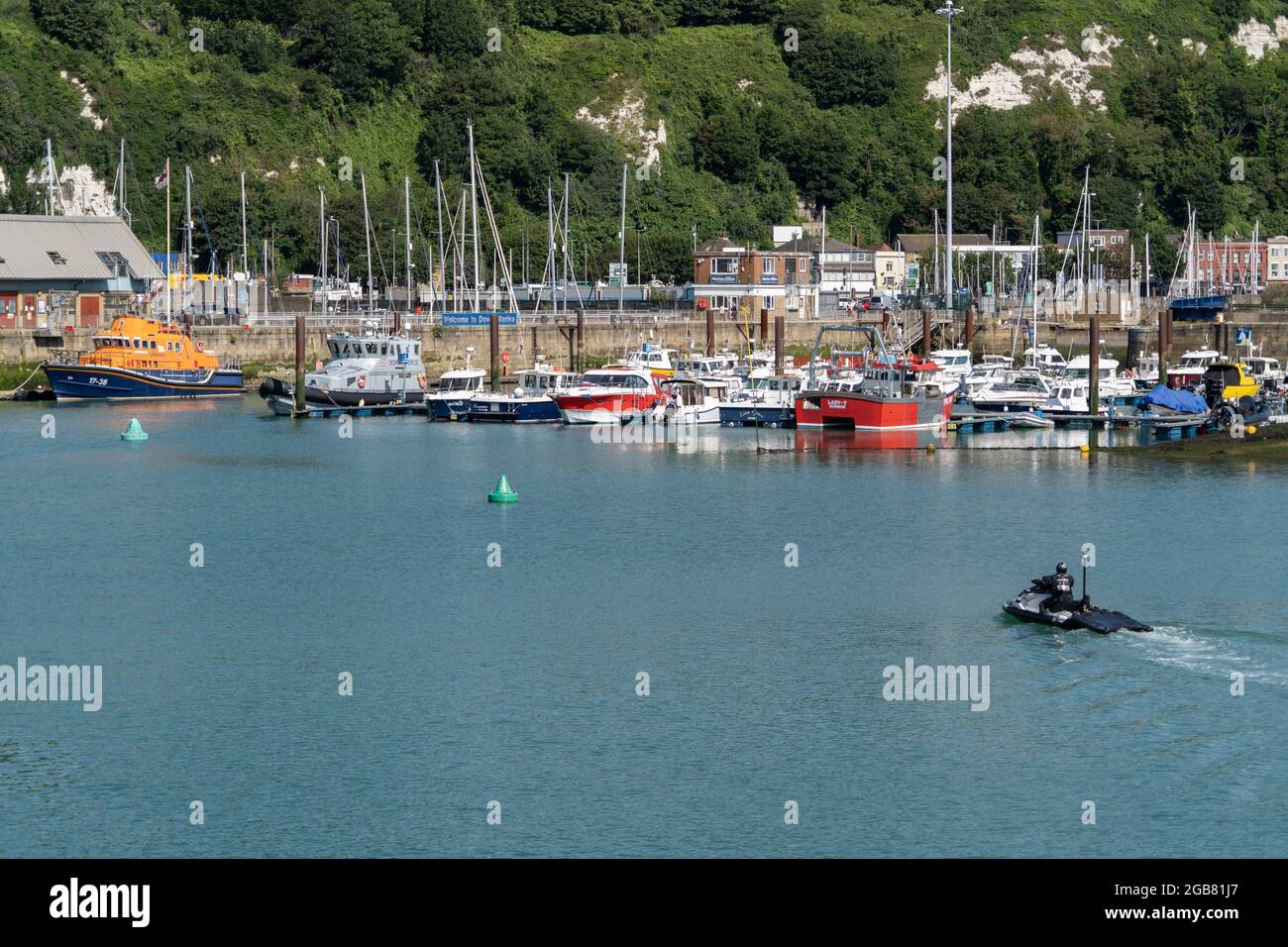 Border force jet ski, heads to a dock in Dover.Despite the British ...