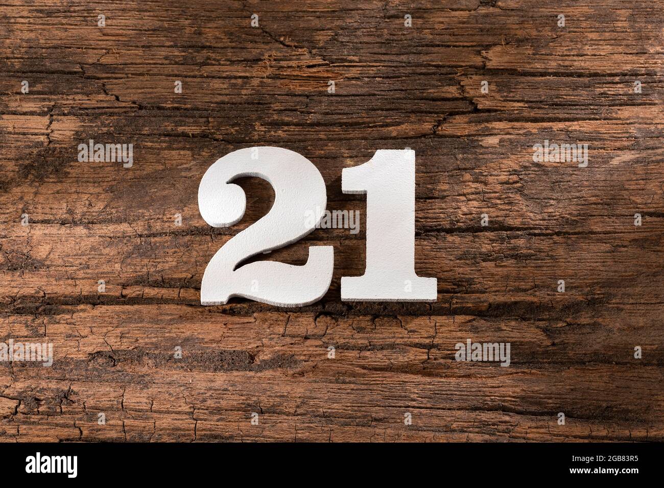 Twenty one 21 - White wooden number on rustic background Stock Photo ...