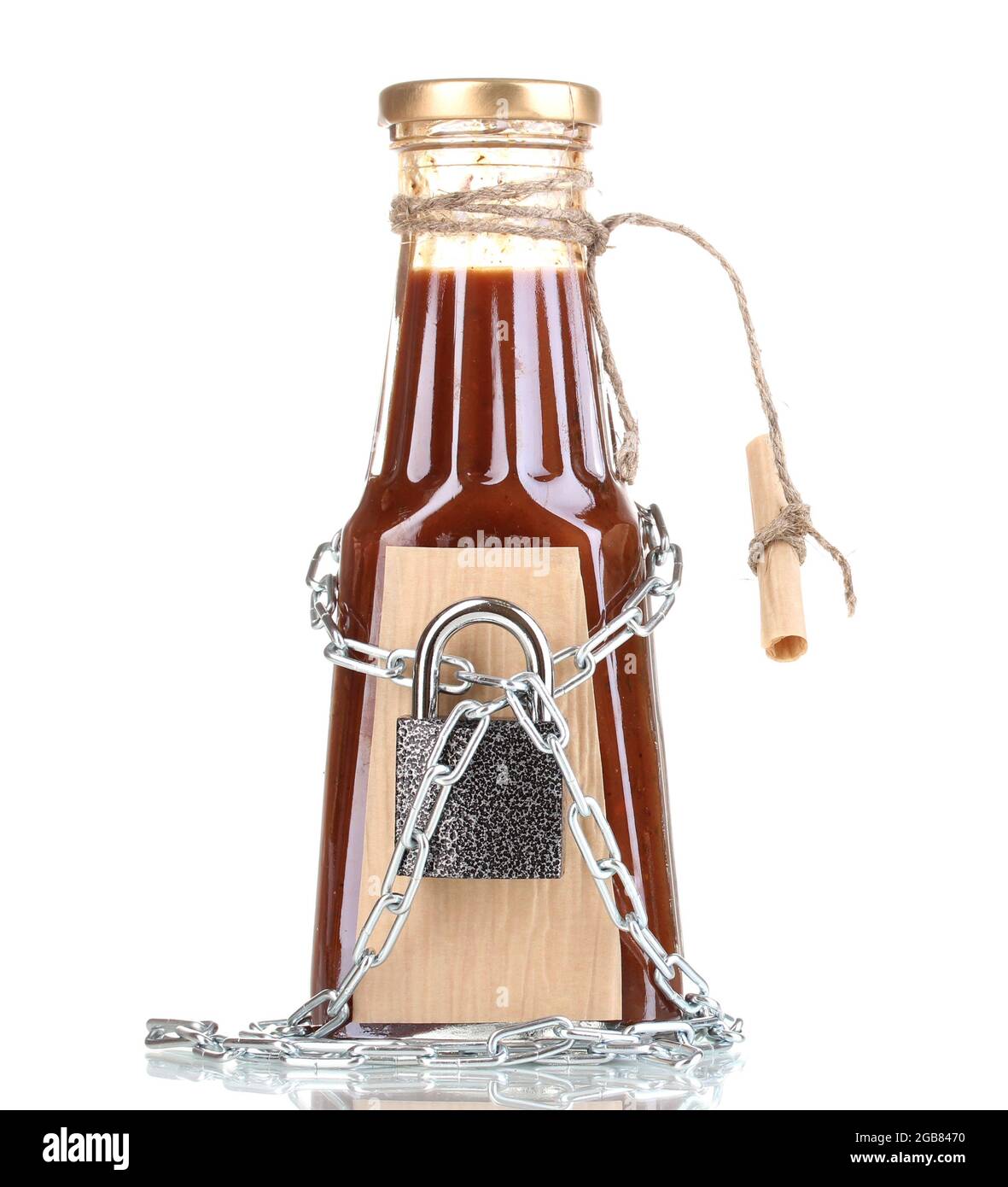 Secret ingredient with chain and padlock isolated on white Stock Photo ...