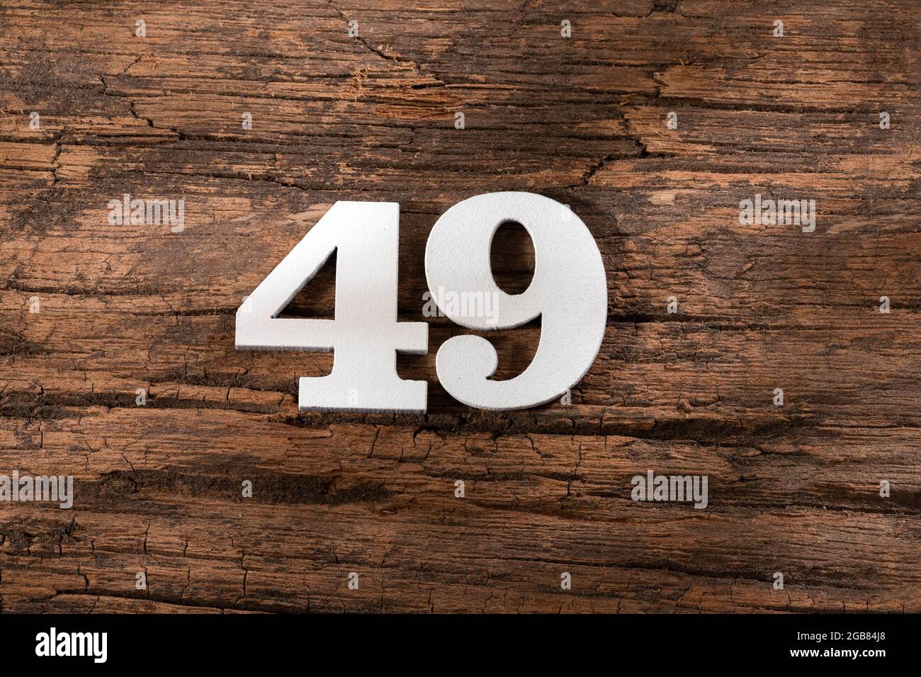 forty nine 49 - White wooden number on rustic background Stock Photo ...