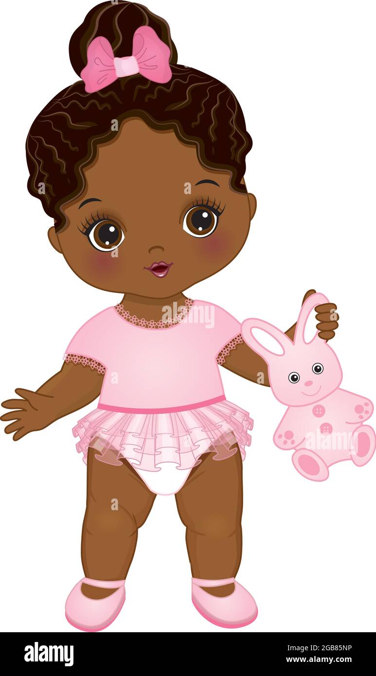 Little Black Baby Girl Cartoon