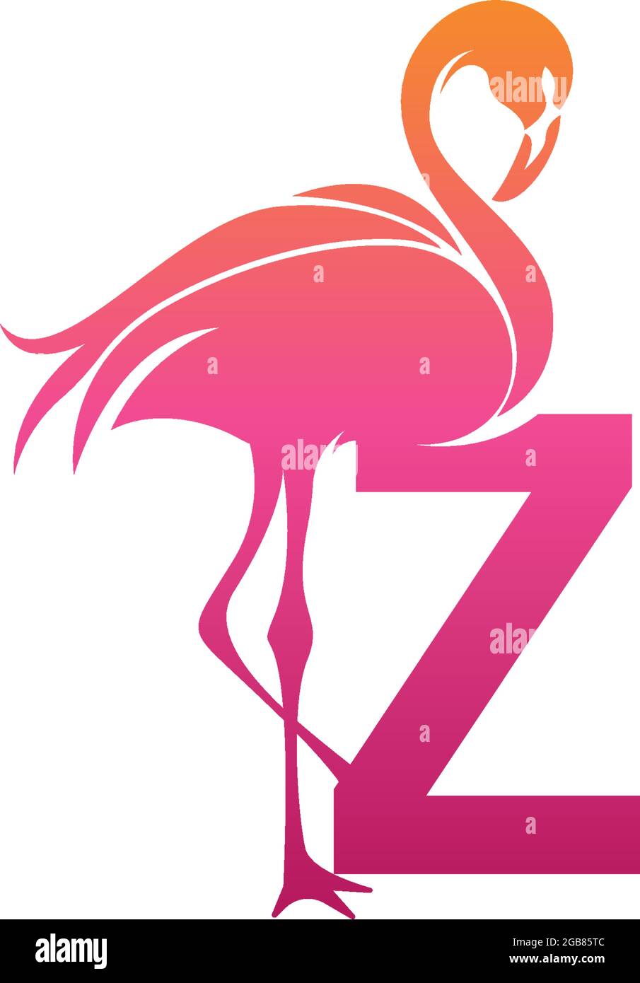 Flamingo bird icon with letter Z Logo design vector template Stock ...