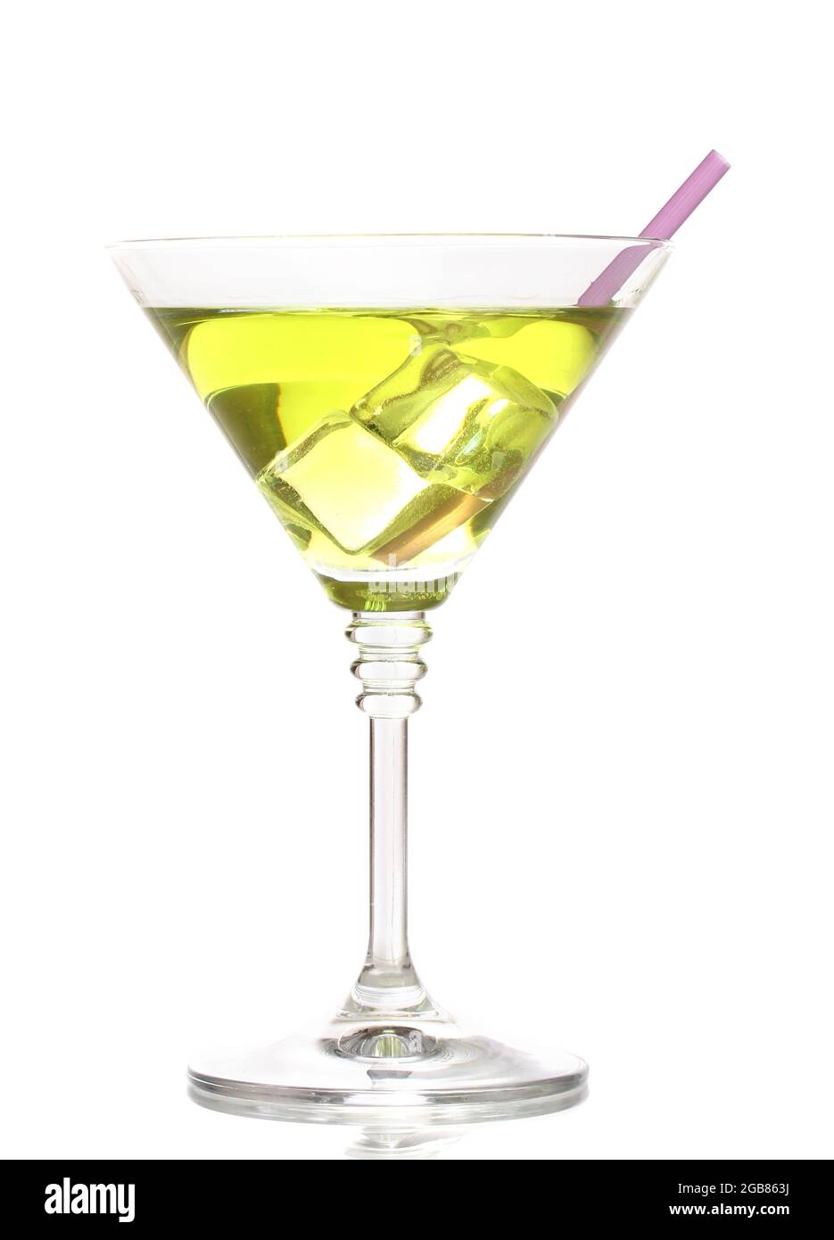 Yellow cocktail in martini glass isolated on white Stock Photo - Alamy