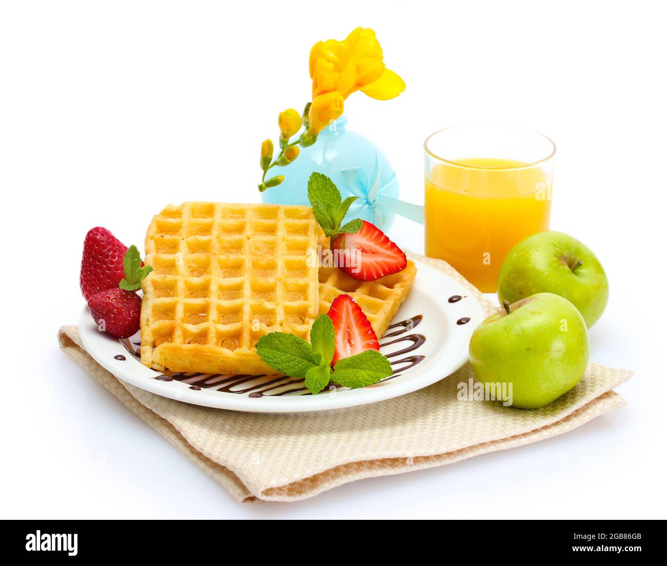 light breakfast isolated on white Stock Photo - Alamy
