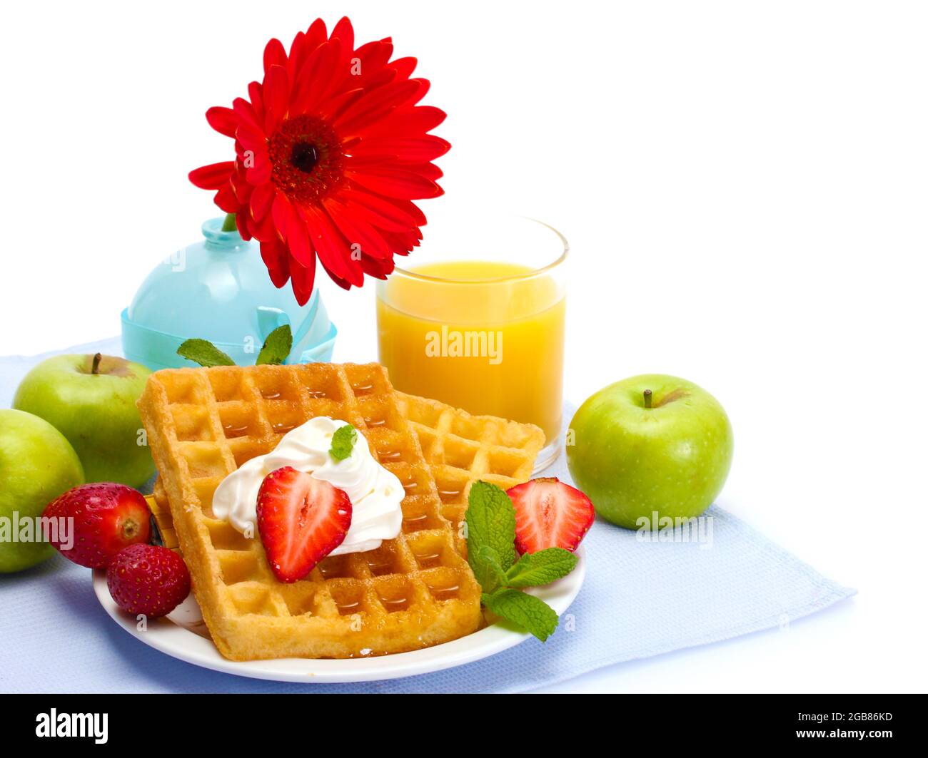 light breakfast isolated on white Stock Photo - Alamy