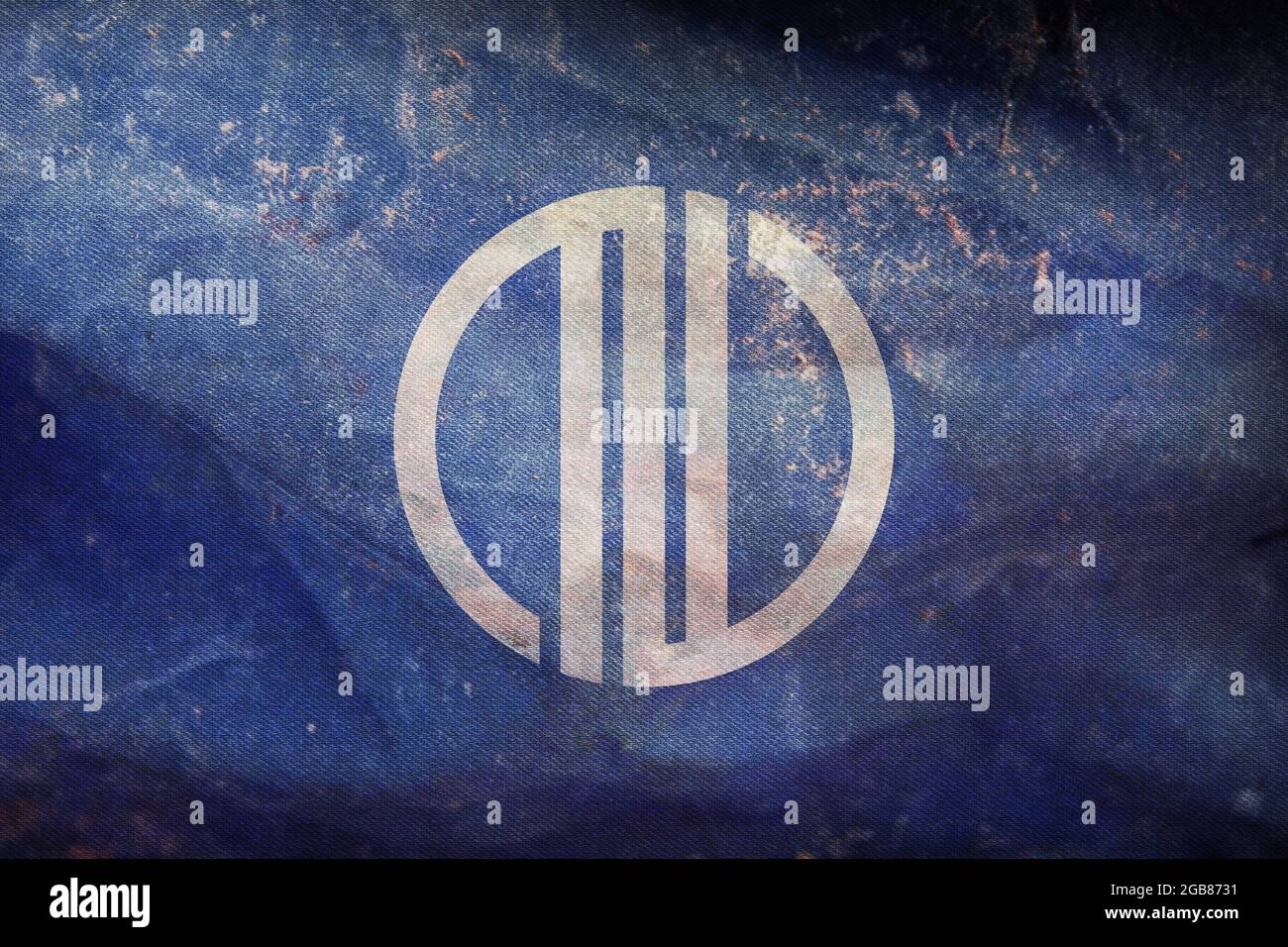 Top view of retro Flag of Sendai, Miyagi with grunge texture, no ...