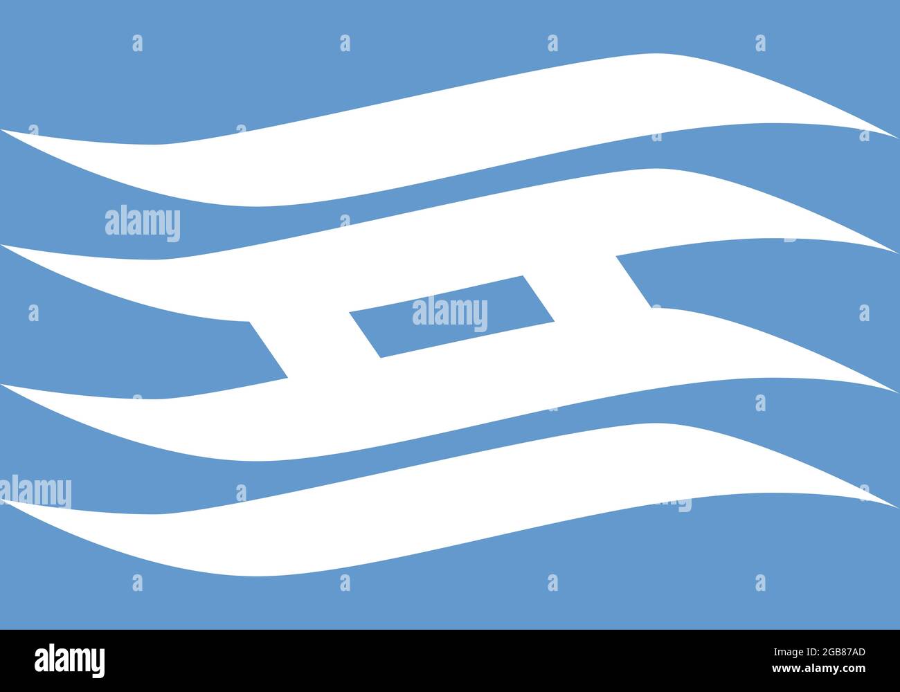 Top view of flag of Hyogo prefecture, no flagpole. Plane design, layout ...