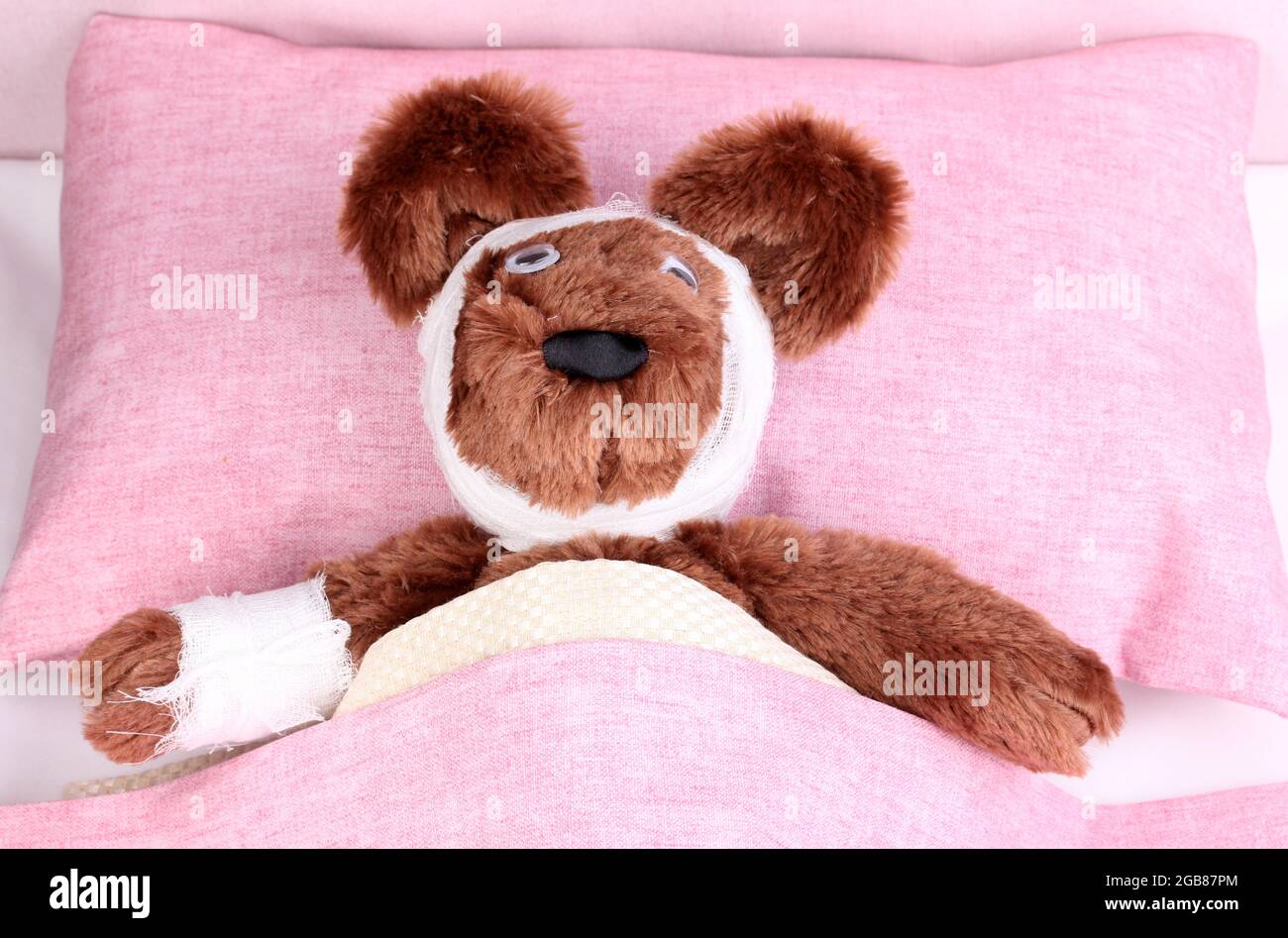 Sick bear in bed Stock Photo - Alamy