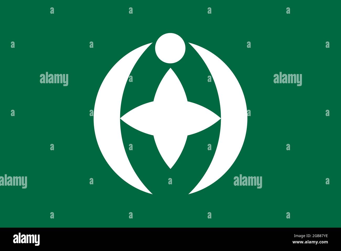 Top view of city flag of Chiba, Chiba , no flagpole. Plane design ...