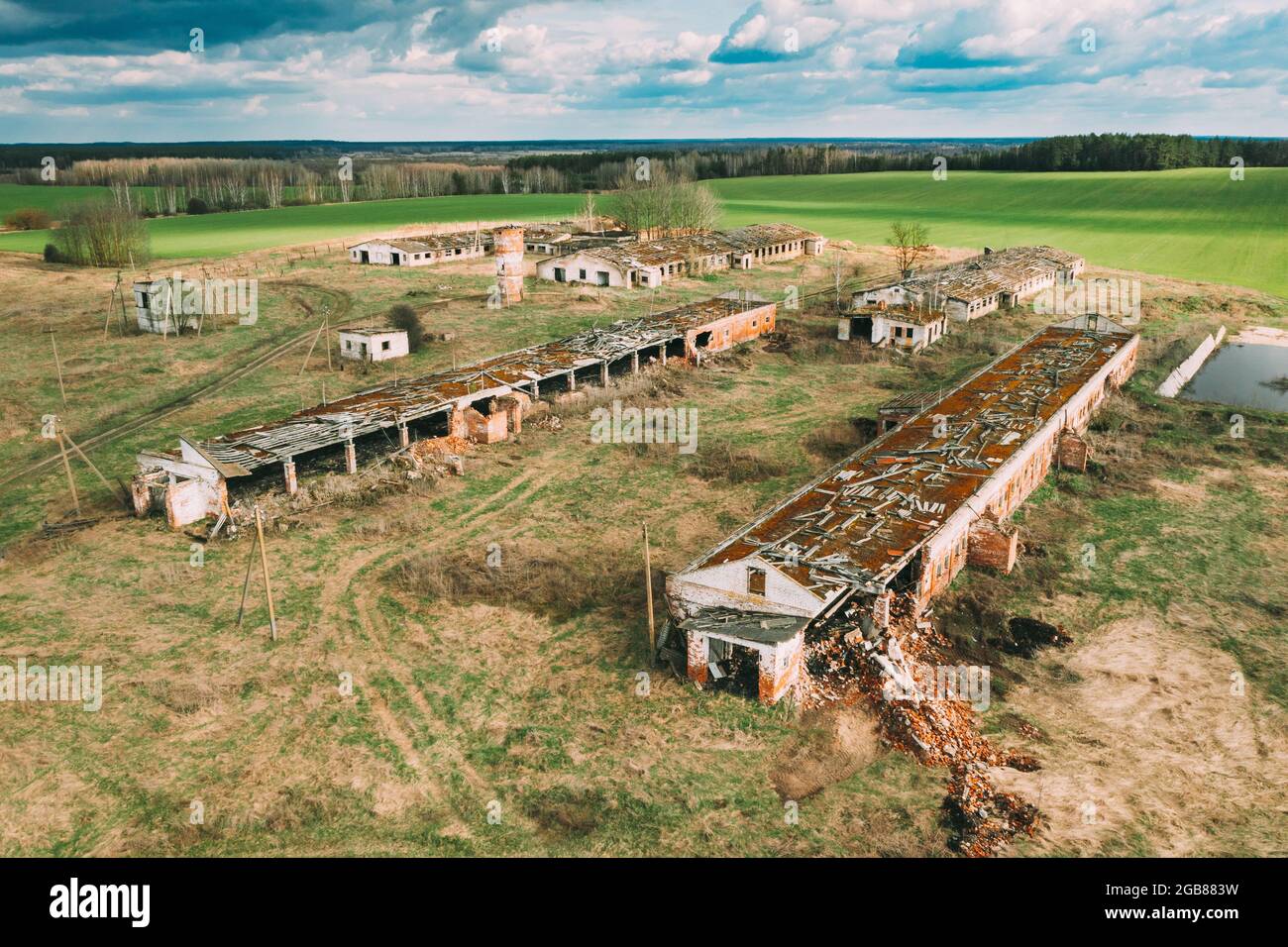 Belarus. Abandoned Barn, Shed, Cowsheds, Farm House In Chernobyl ...
