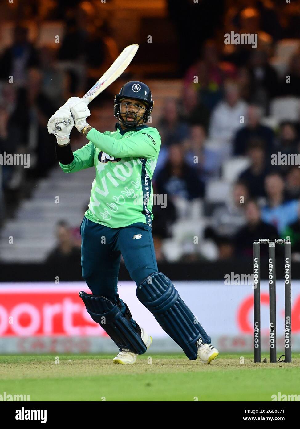 The Kia Oval, London, UK. 2nd August, 2021. Oval Invincibles' Sunil Narine in action during The ...
