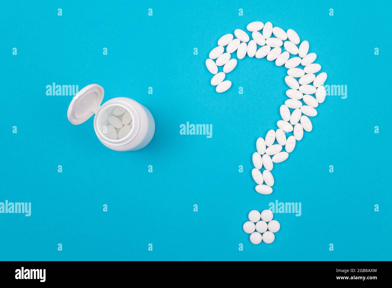 Question Mark Made from White Pills and Tablets with Pill Container ...