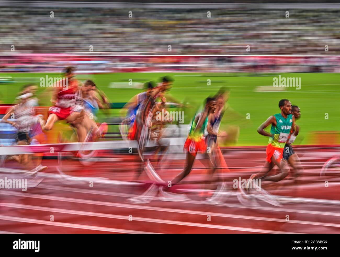 August 2, 2021: during 3000 meter steeplechase for men at the Tokyo ...