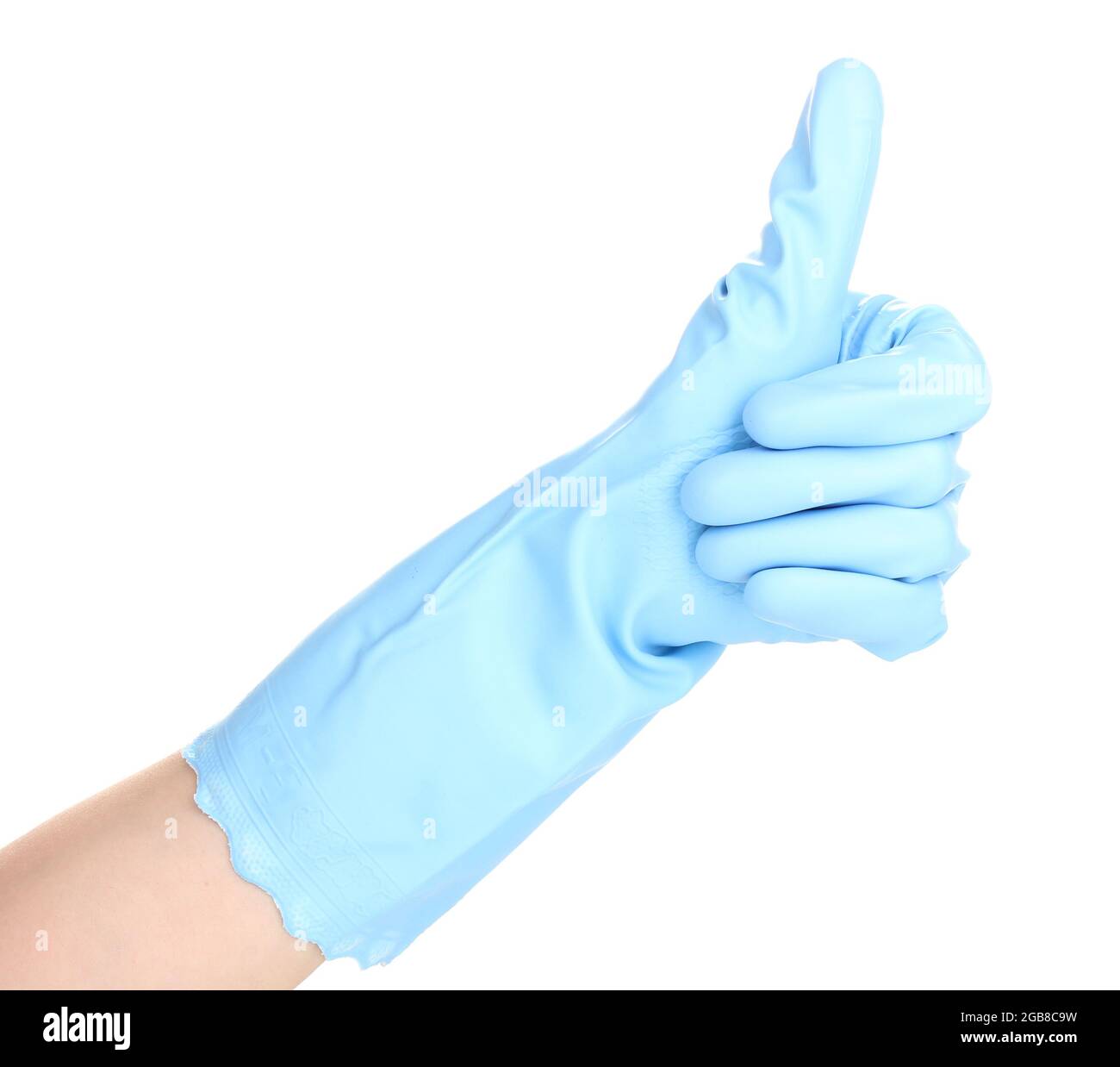 Hand in color cleaning glove isolated on white Stock Photo - Alamy