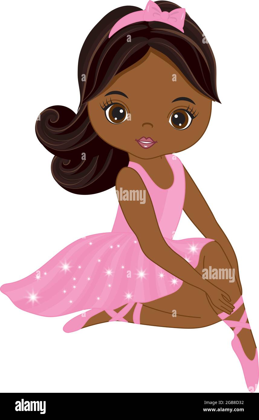 Beautiful Teen African American Ballerina Wearing Pink Tutu Dress and ...
