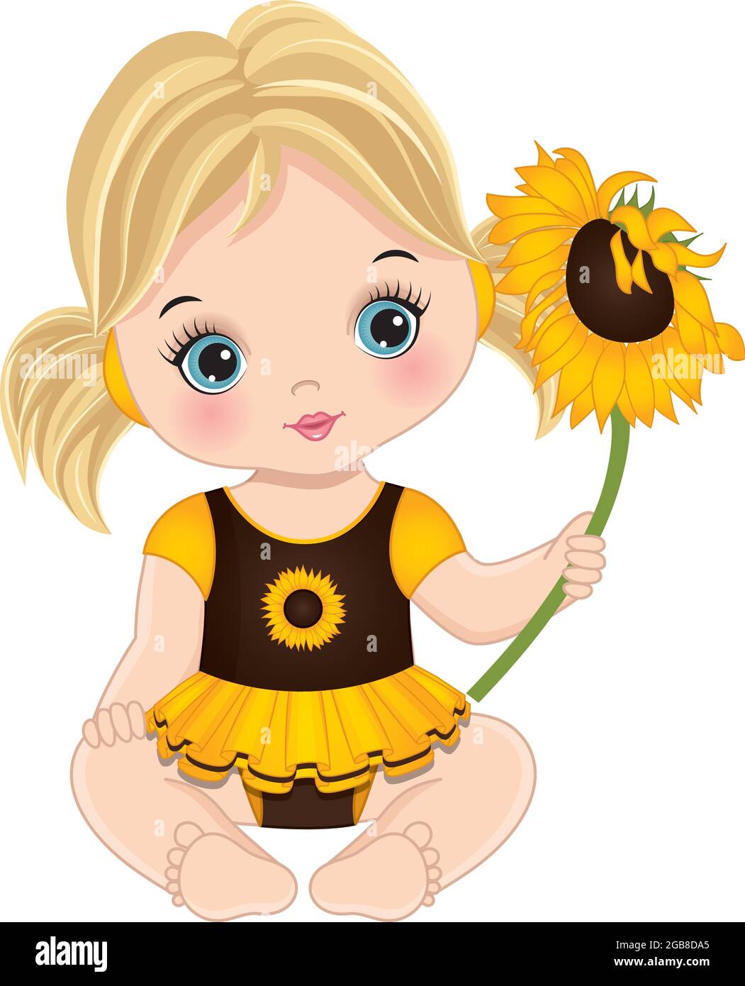 Cute Baby Cartoon Sunflower