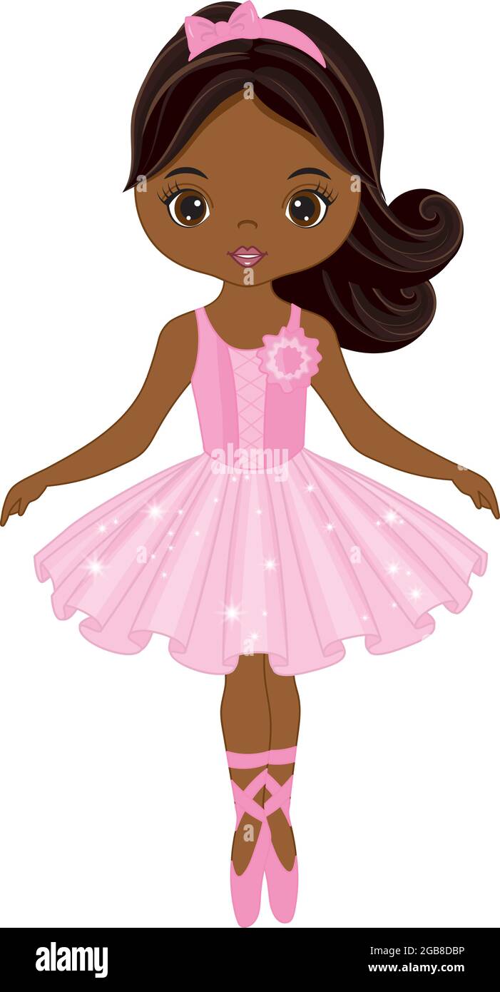 Beautiful Teen African American Ballerina Wearing Pink Tutu Dress and ...