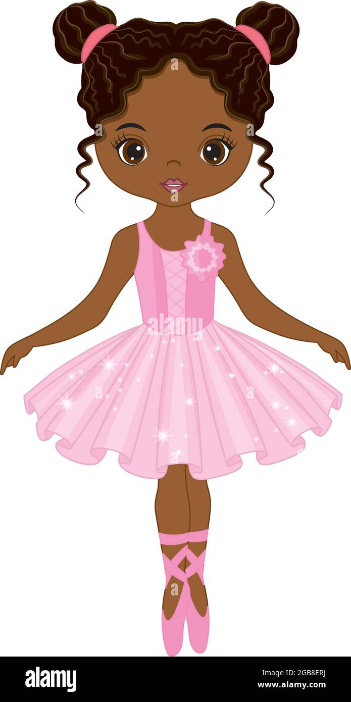 Beautiful Teen African American Ballerina Wearing Pink Tutu Dress and ...