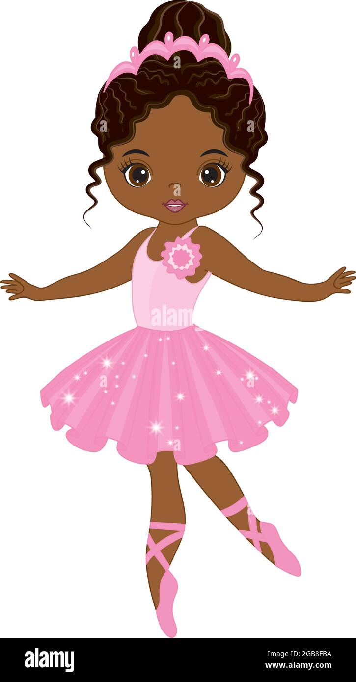 Beautiful Teen African American Ballerina Wearing Pink Tutu Dress and ...