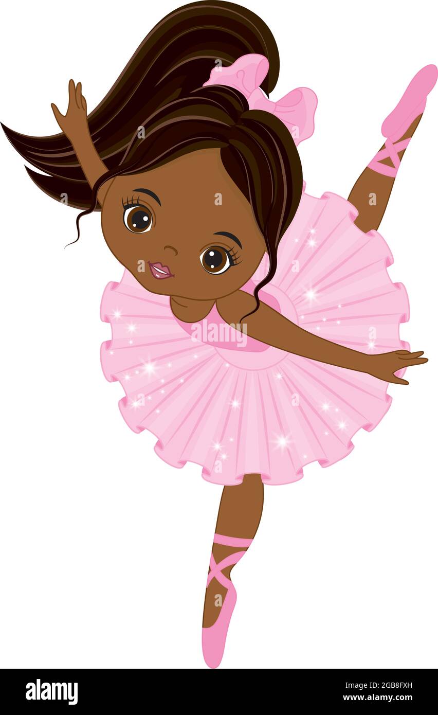 Beautiful Teen African American Ballerina Wearing Pink Tutu Dress and ...