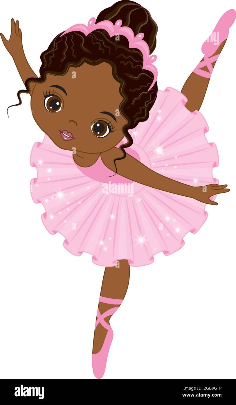 Beautiful Teen African American Ballerina Wearing Pink Tutu Dress and ...