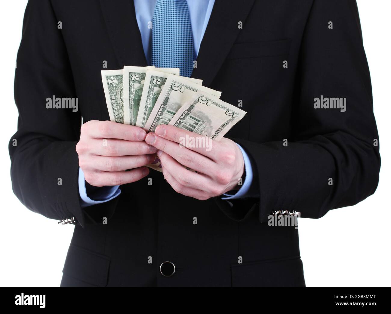 business man taking money isolated on white Stock Photo - Alamy