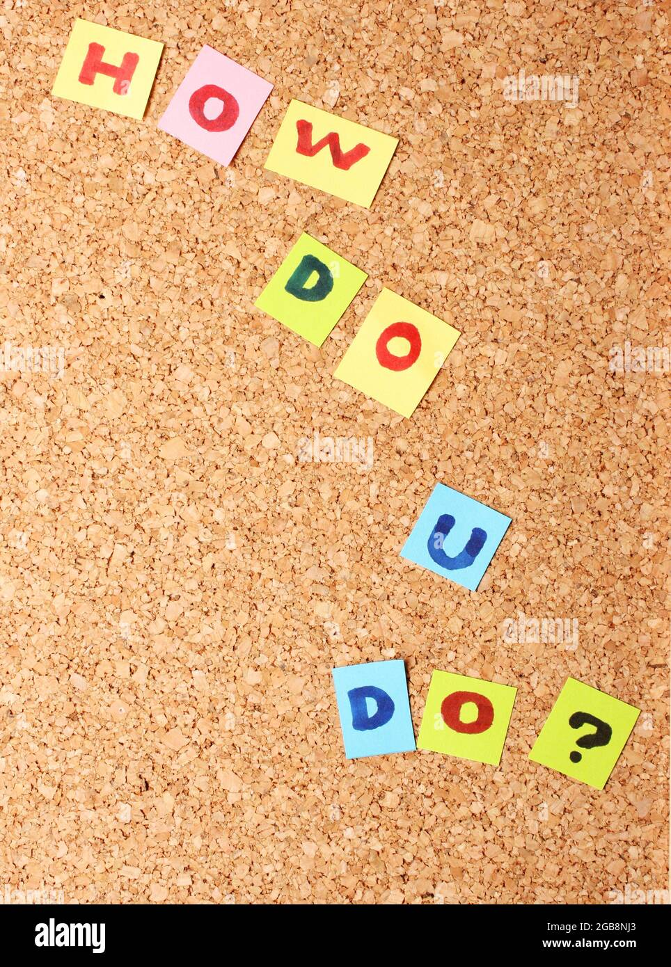 Cork board with how do u do Stock Photo - Alamy