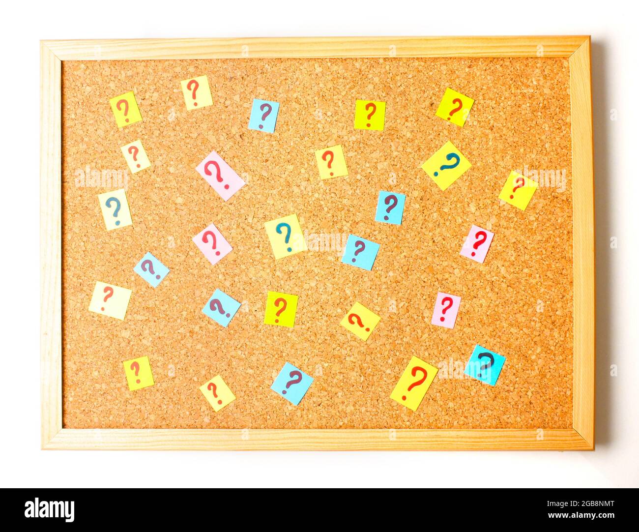 Many question marks on cork board Stock Photo - Alamy