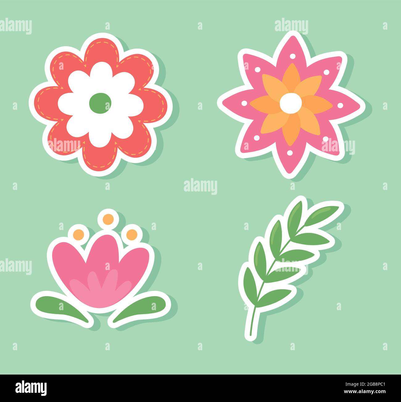 set of flowers stickers Stock Vector Image & Art - Alamy