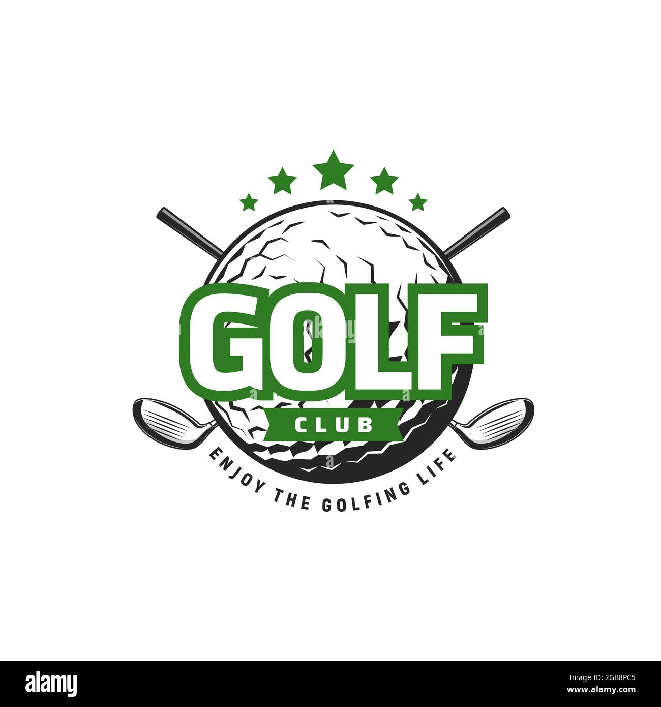 Golf sport icon with crossed clubs and ball. Vector golfer equipment ...