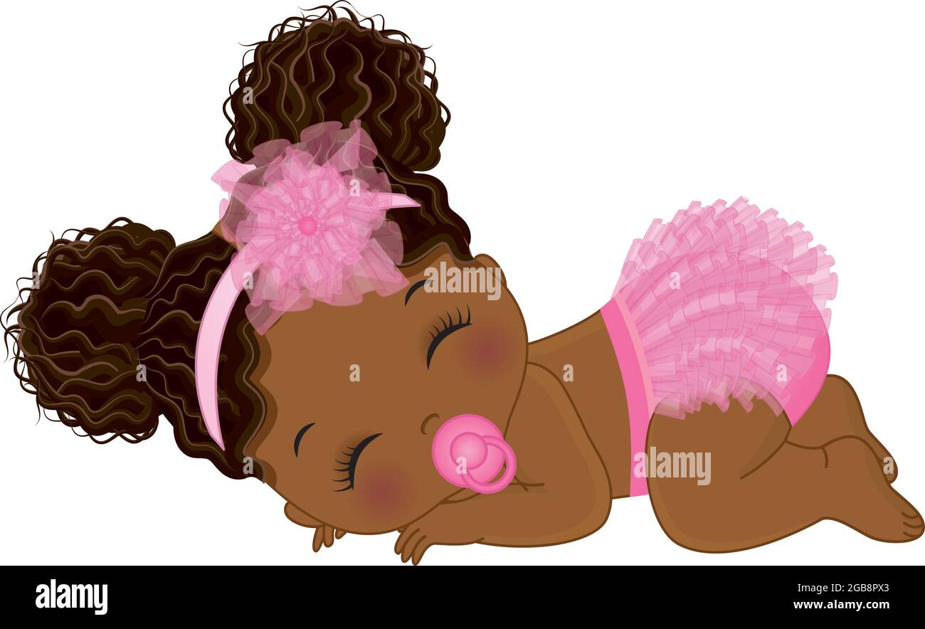 African American Baby Girl Wearing Pink Ruffled Diaper and Floral ...