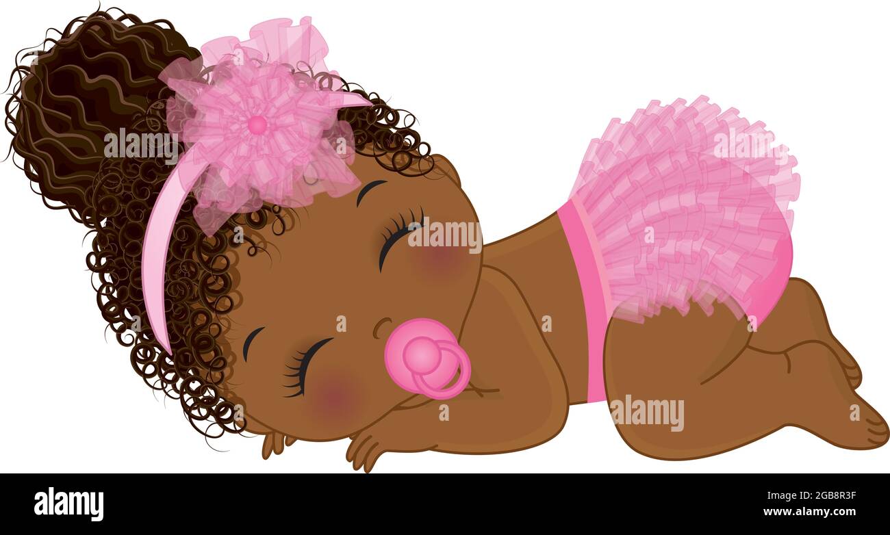 African American Baby Girl Wearing Pink Ruffled Diaper and Floral ...